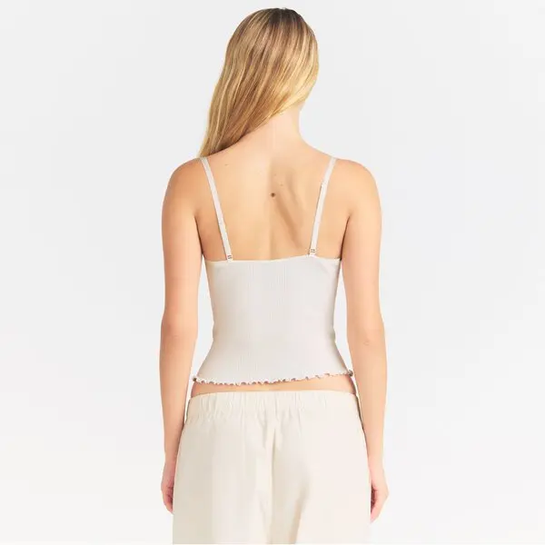 SKIMS Lace Cami Top | White | | Rib Knit