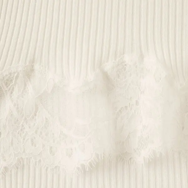 SKIMS Lace Trim Rib Knit Mini Dress