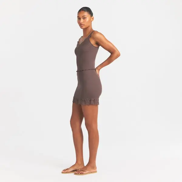 SKIMS Lace Mini Skirt | Deep Neutral | | Rib Knit