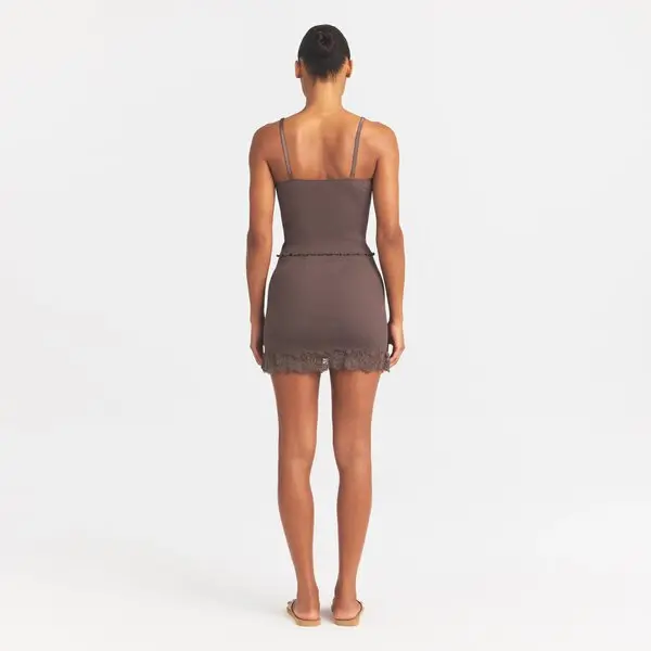 SKIMS Lace Mini Skirt | Deep Neutral | | Rib Knit