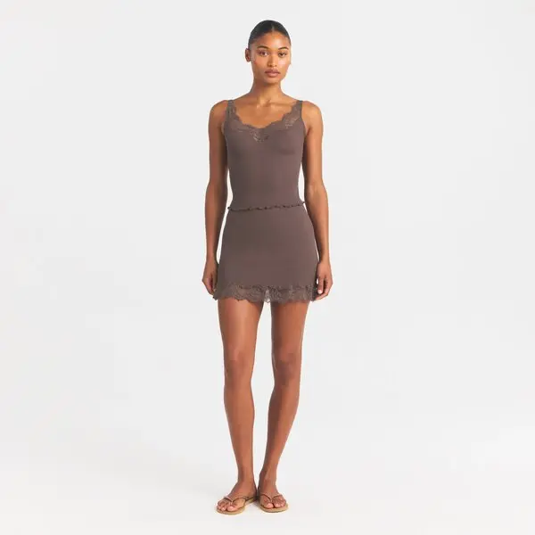 SKIMS Lace Cami Top | Deep Neutral | | Rib Knit - Amethyst