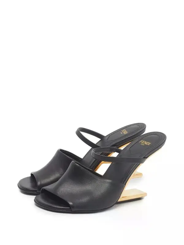 Fendi First Leather Heeled Sandals - Black