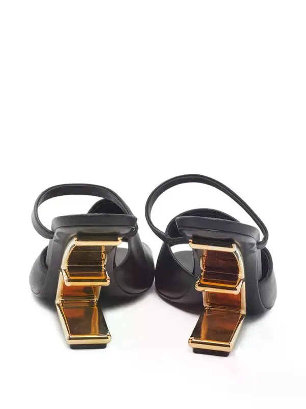 Fendi First Leather Heeled Sandals - Black