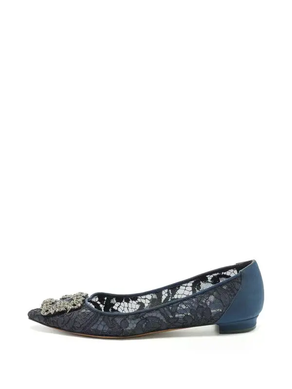 Manolo Blahnik Hangisi Lace Ballet Flats - Blue