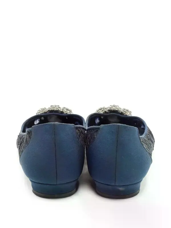 Manolo Blahnik Hangisi Lace Ballet Flats - Blue