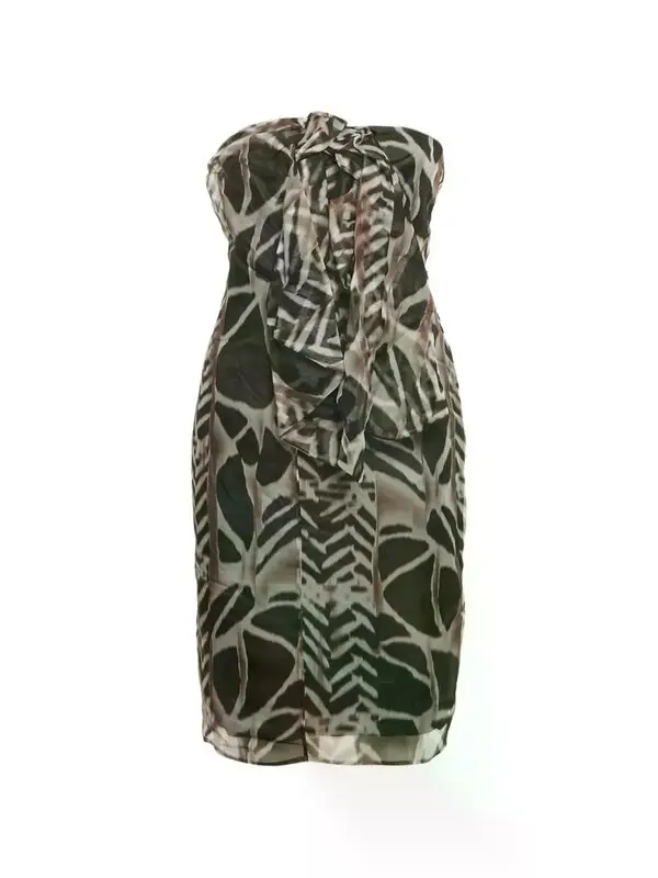BOSS Abstract Print Strapless Mini Dress