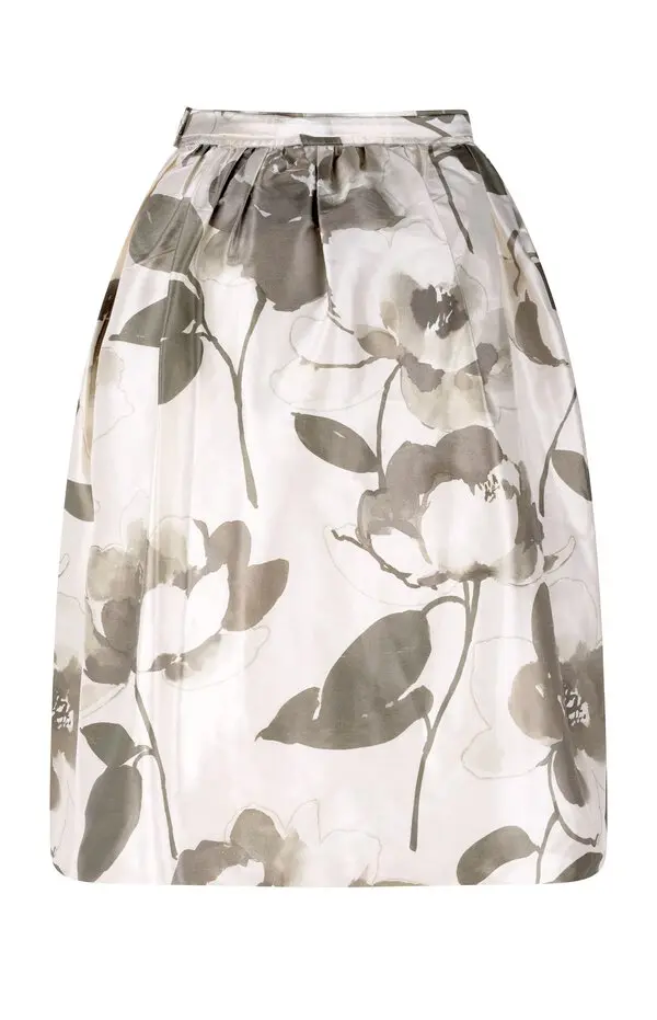 GUNDA HAFNER LTD Floral Silk Taffeta Skirt - White