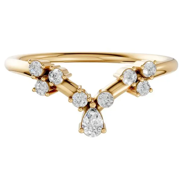 AYA FINE JEWELRY 0.24 Ctw Lab Diamond Cluster Engagement Ring Floral Prong Set14k Gold Ring - Yellow
