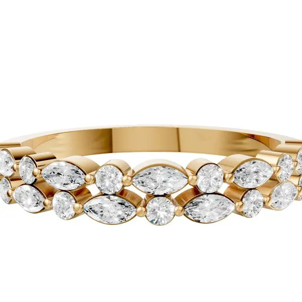AYA FINE JEWELRY 0.28 Ctw Marquise Diamond And Amethyst Band In 14k Gold - Yellow