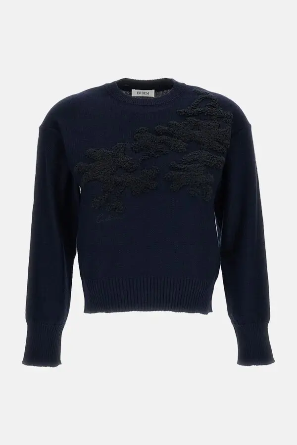 Erdem Floral Jacquard Merino Wool Cropped Sweater