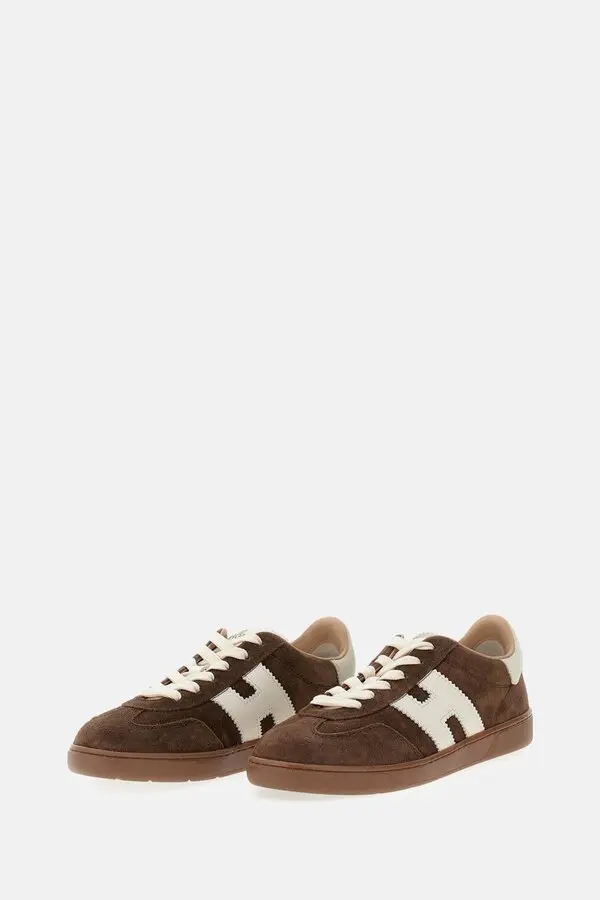 Hogan Cool Lace-up Sneakers In Leather And Fabric - Marrone