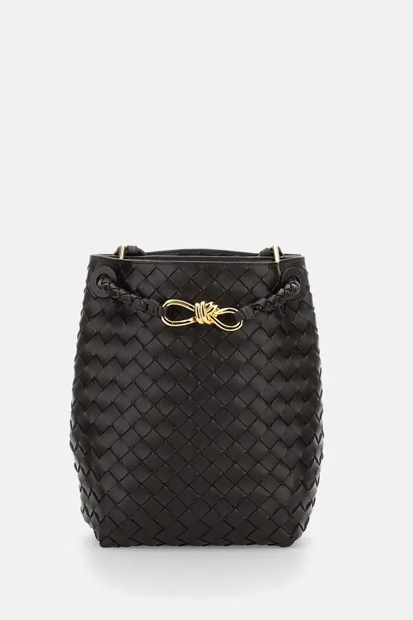 Bottega Veneta Woven Leather Bucket Bag - Black