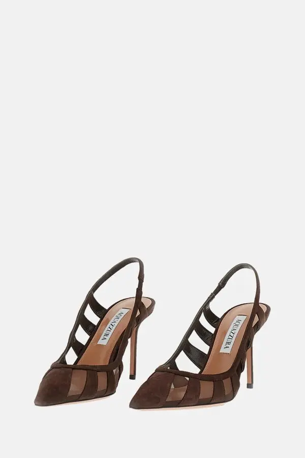 AQUAZZURA Screen Pump 85 Suede Slingback Heels