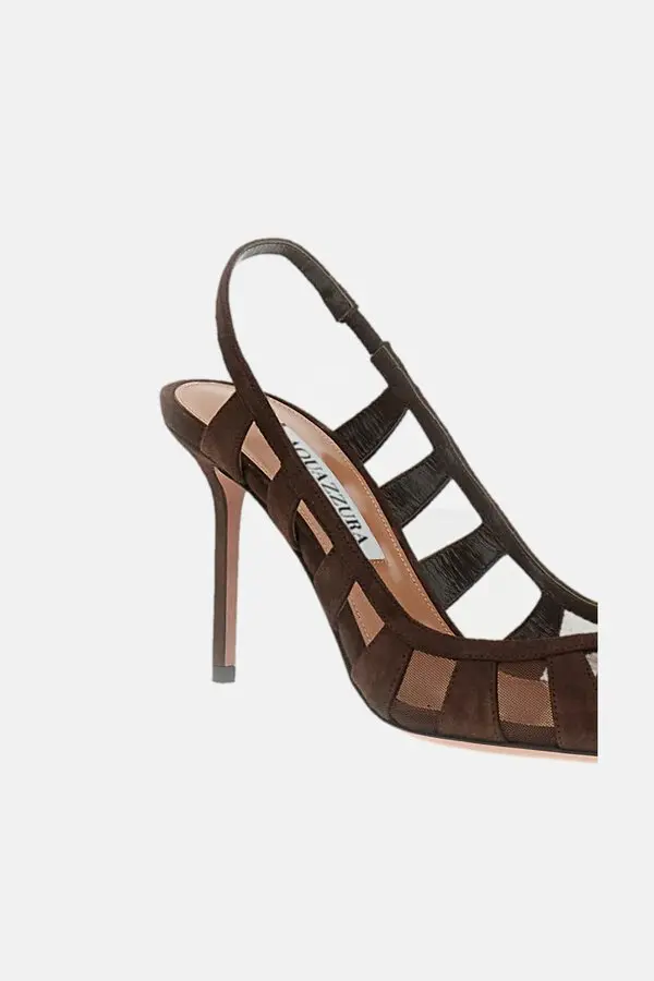 AQUAZZURA Screen Pump 85 Suede Slingback Heels