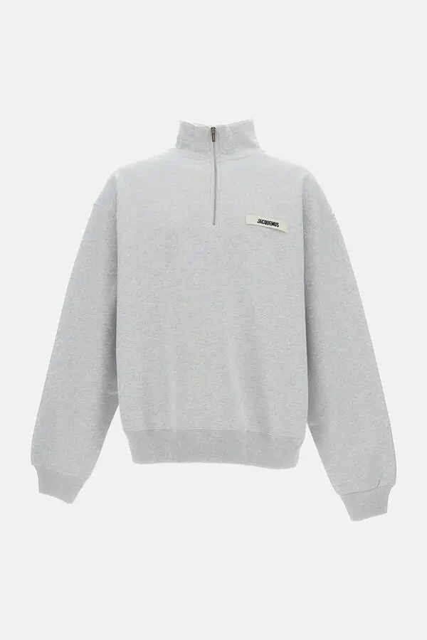 Jacquemus Grosgrain Logo Zip Sweatshirt - Grigio