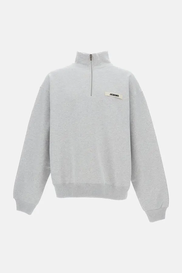 Jacquemus Grosgrain Logo Zip Sweatshirt - Grigio