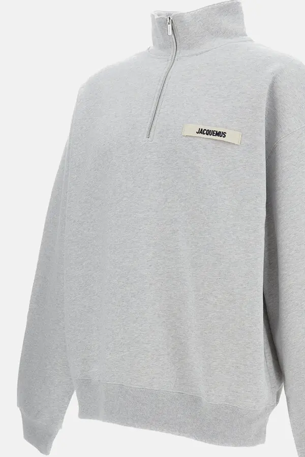 Jacquemus Grosgrain Logo Zip Sweatshirt - Grigio