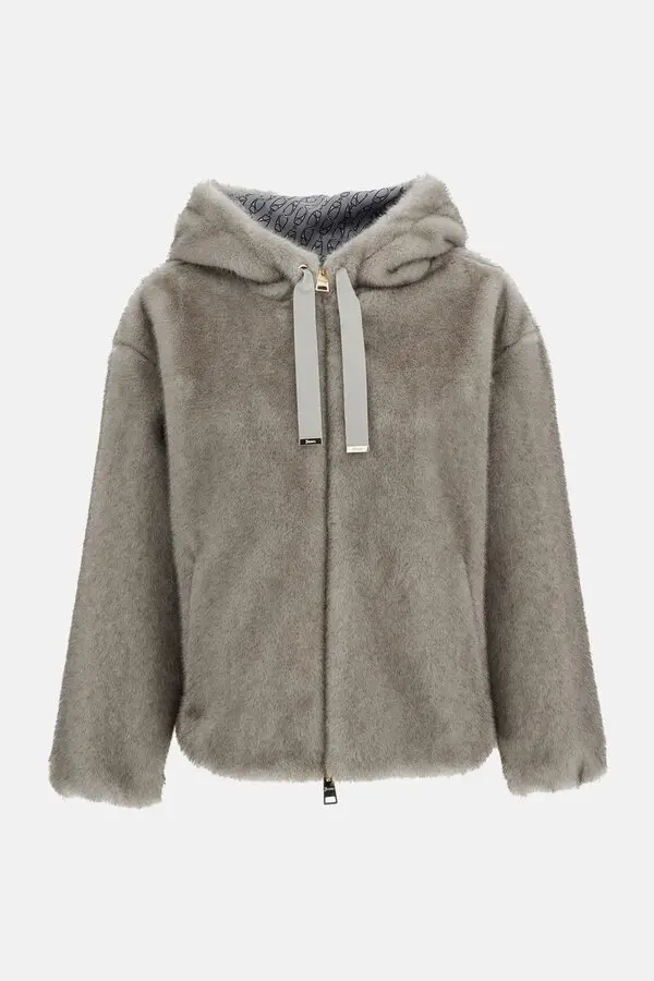 Herno Faux Fur Bomber Jacket - Grey