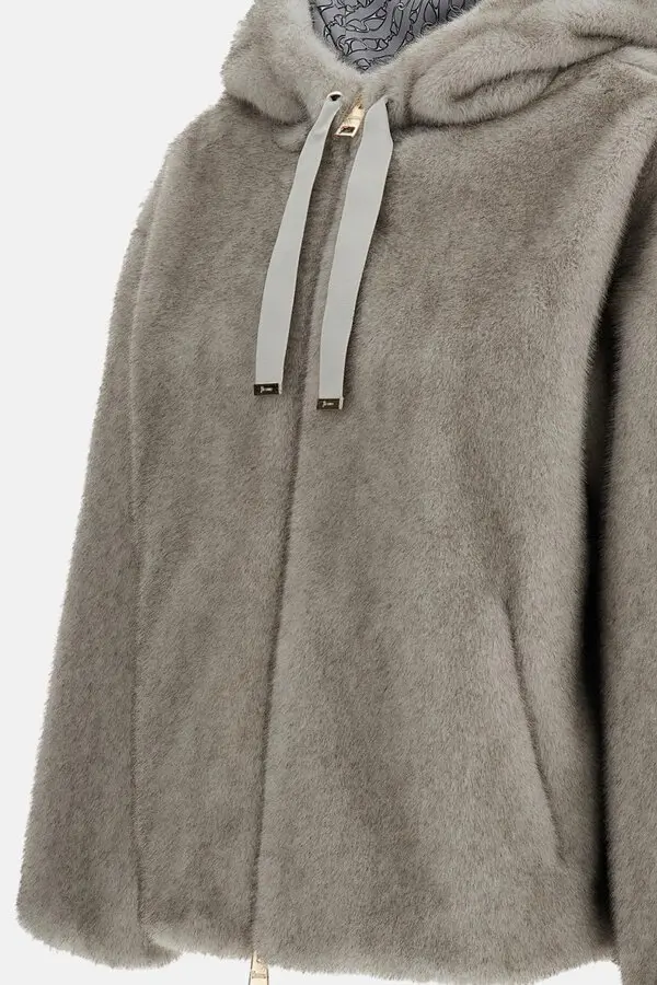 Herno Faux Fur Bomber Jacket - Grey