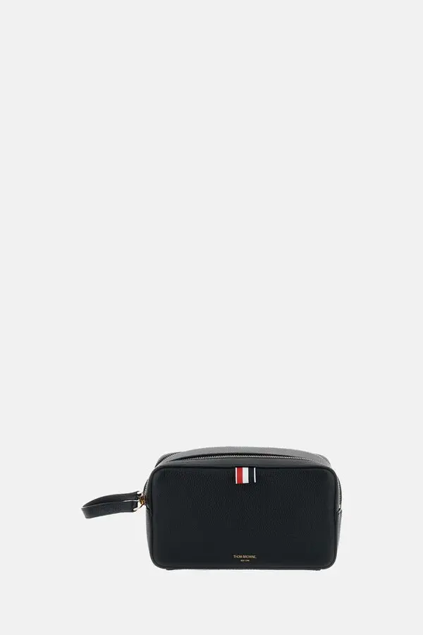 Thom Browne Leather Toiletry Bag - Black