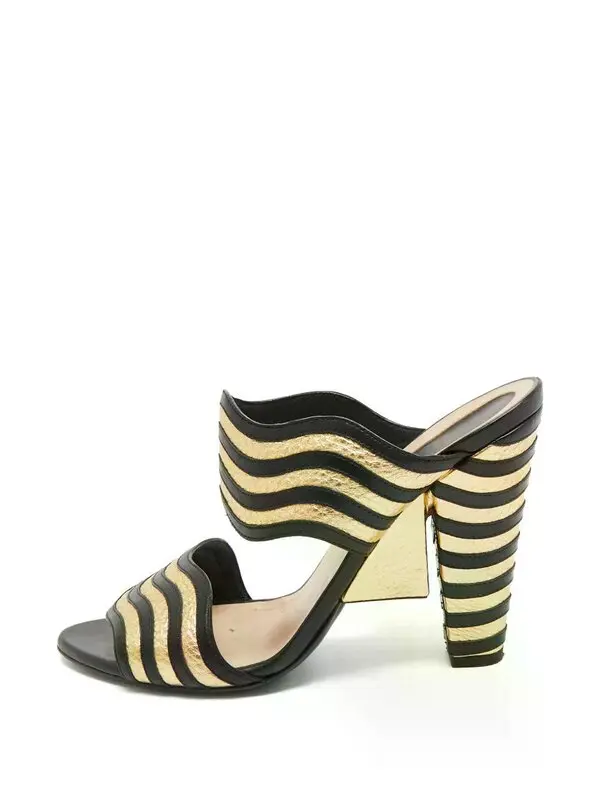 Fendi Hypnosis Metallic Striped Sandals
