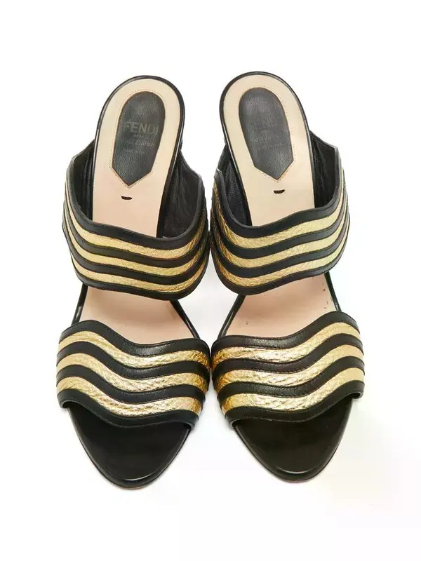 Fendi Hypnosis Metallic Striped Sandals