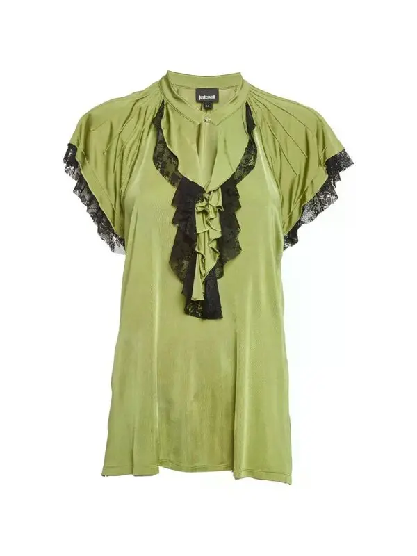 Just Cavalli Ruffle Lace-trim Top