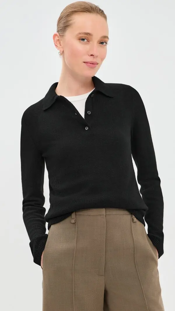 THE ELDER STATESMAN Laurel Cashmere Polo Sweater