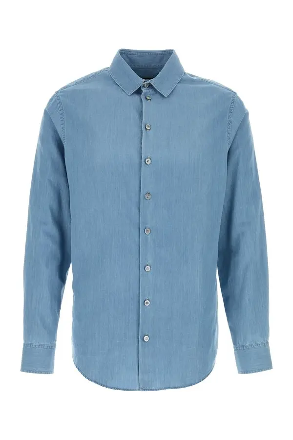 Giorgio Armani Light- Chambray Shirt - Blue