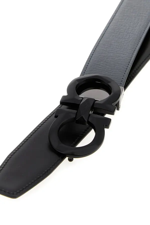 FERRAGAMO Dark Leather Reversible Belt