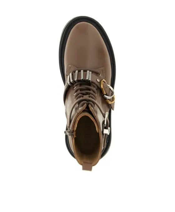 Pinko Buckle-strap Lace-up Boots