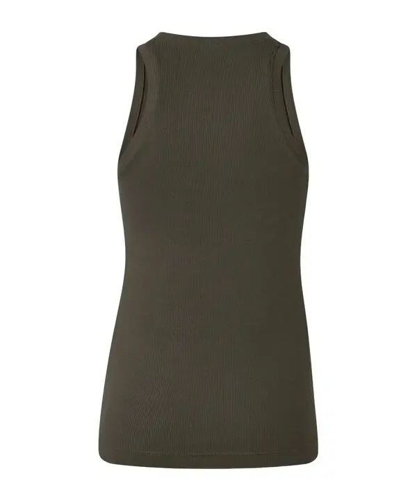 Pinko Ribbed Logo Racer Neck Top