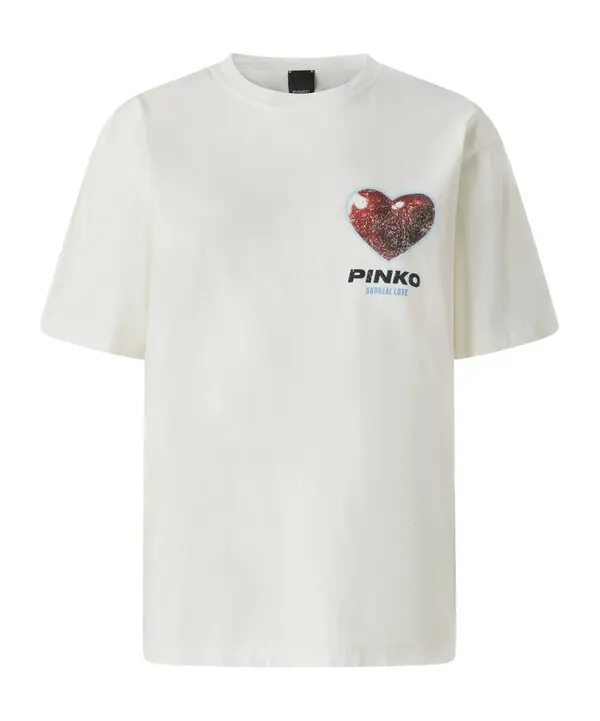 Pinko Heart Printed Crewneck T-shirt