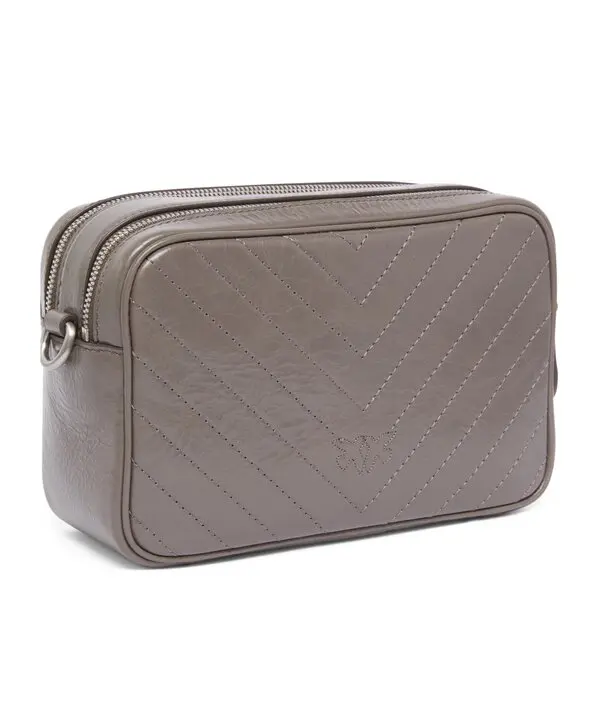Pinko Medium Chevron Leather Camera Bag With Strap