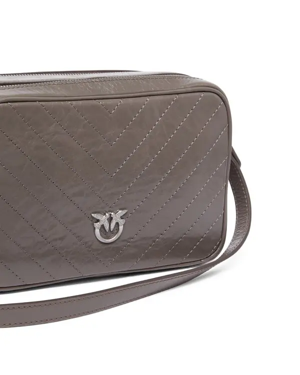 Pinko Medium Chevron Leather Camera Bag With Strap