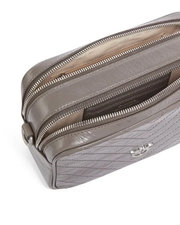 Pinko Medium Chevron Leather Camera Bag With Strap