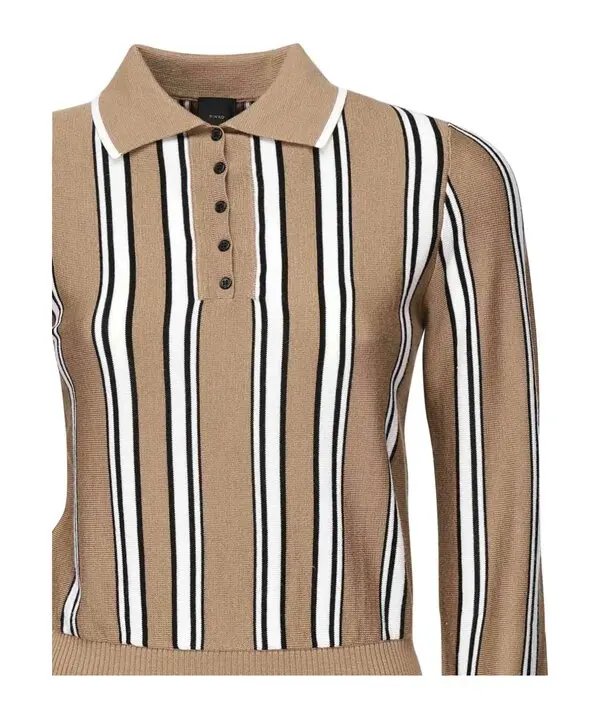Pinko Striped Polo-neck Cardigan