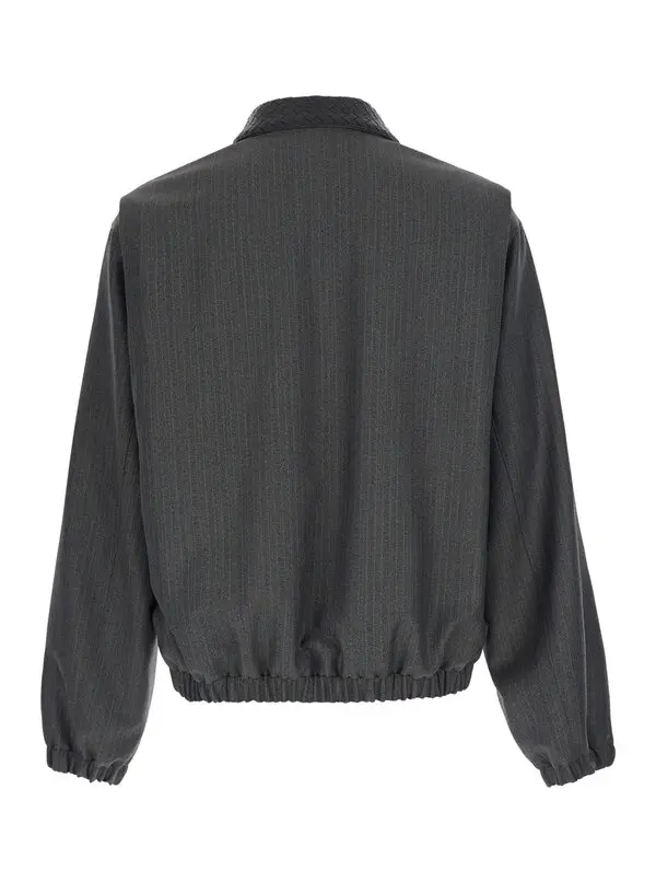 Bottega Veneta Striped Pattern Blouson Jacket - Desert/gray Blend