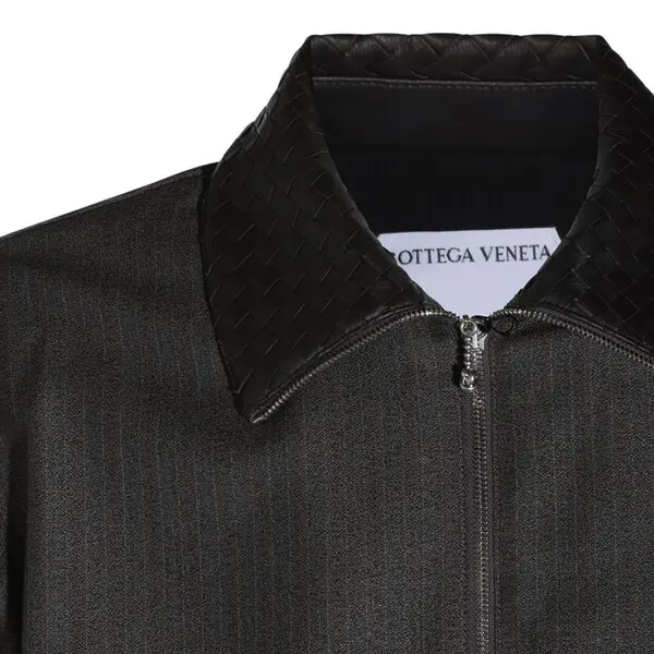 Bottega Veneta Striped Pattern Blouson Jacket - Desert/gray Blend