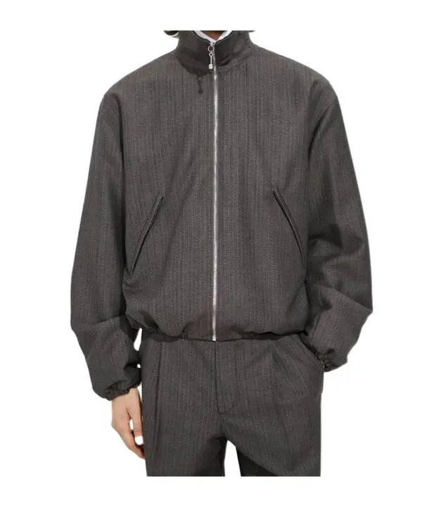 Bottega Veneta Striped Pattern Blouson Jacket - Desert/gray Blend