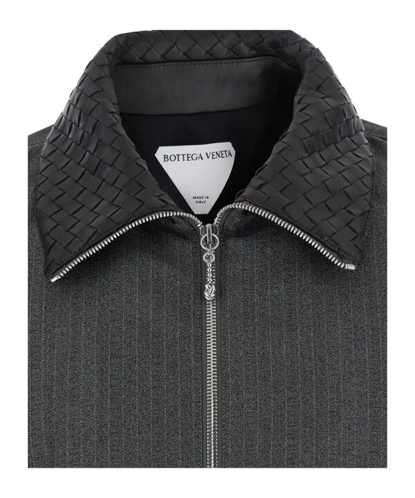 Bottega Veneta Striped Pattern Blouson Jacket - Desert/gray Blend