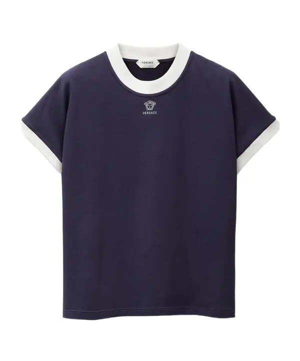 Versace Embroidered-logo Stretch Cotton-jersey Slim T-shirt