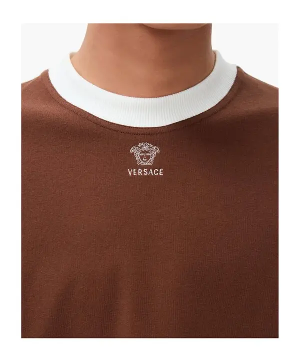 Versace Embroidered-logo Stretch Cotton-jersey Slim T-shirt