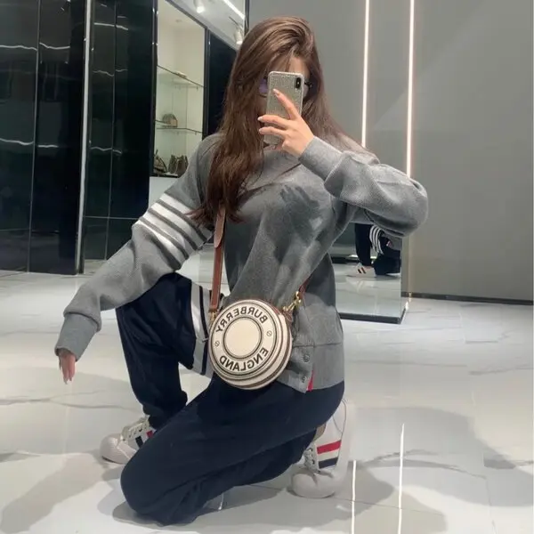 Burberry Round Logo Print Shoulder Bag