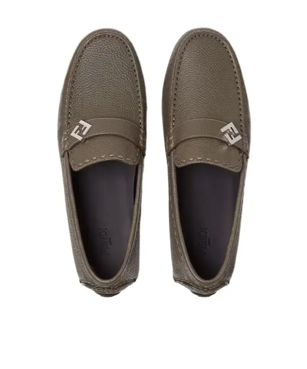 Fendi Khaki Leather Drivers