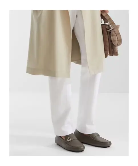 Fendi Khaki Leather Drivers