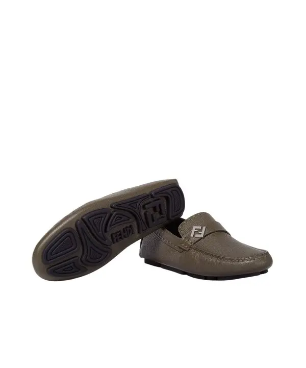 Fendi Khaki Leather Drivers
