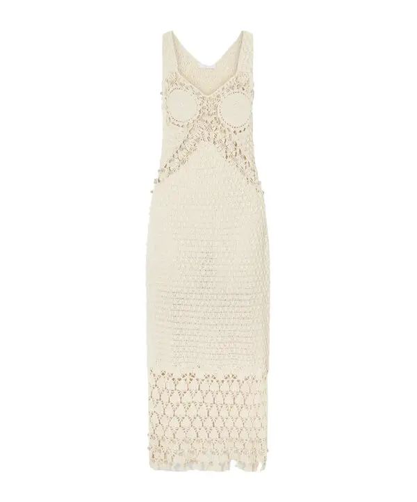 Rabanne Pearl-embellished Crochet Midi Dress - White