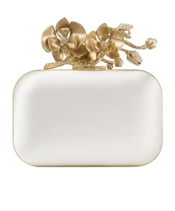 JIMMY CHOO Cloud Clutch With Floral Embellishment - Ivory