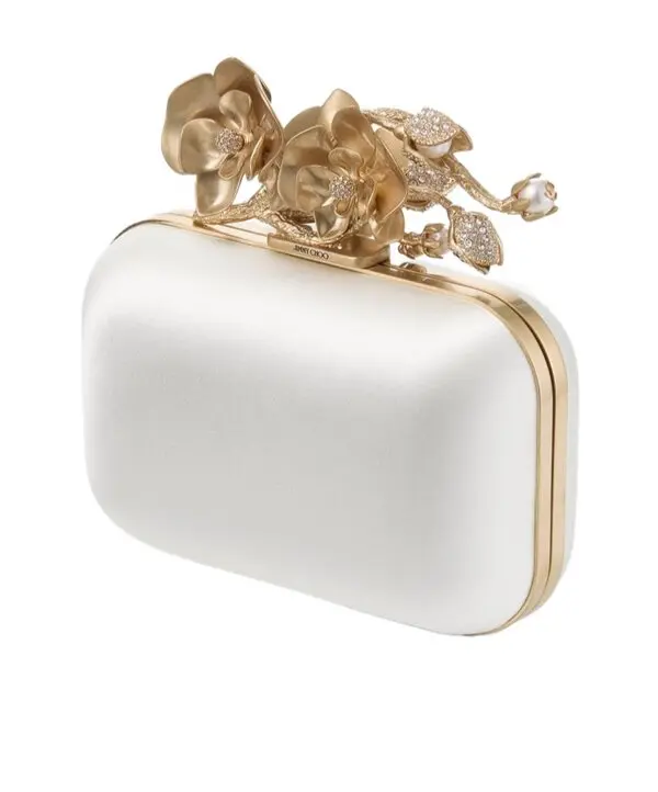 JIMMY CHOO Cloud Clutch With Floral Embellishment